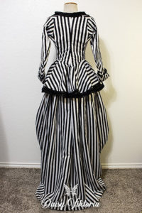 Black and White Striped Gothic Rococo Gown - Daisy Viktoria